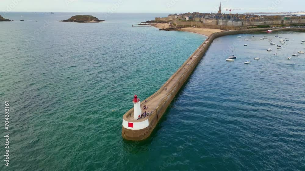 Vidéo Stock Saint Malo, France. Brittany national Fort Harbor, Old Town ...