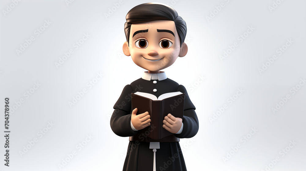 landscape of pastor christ priest in uniform and holy bible with white ...