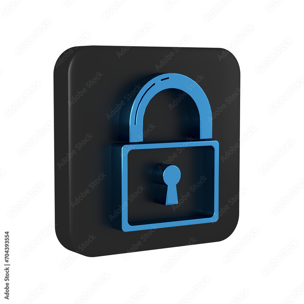 Blue Lock icon isolated on transparent background. Padlock sign ...