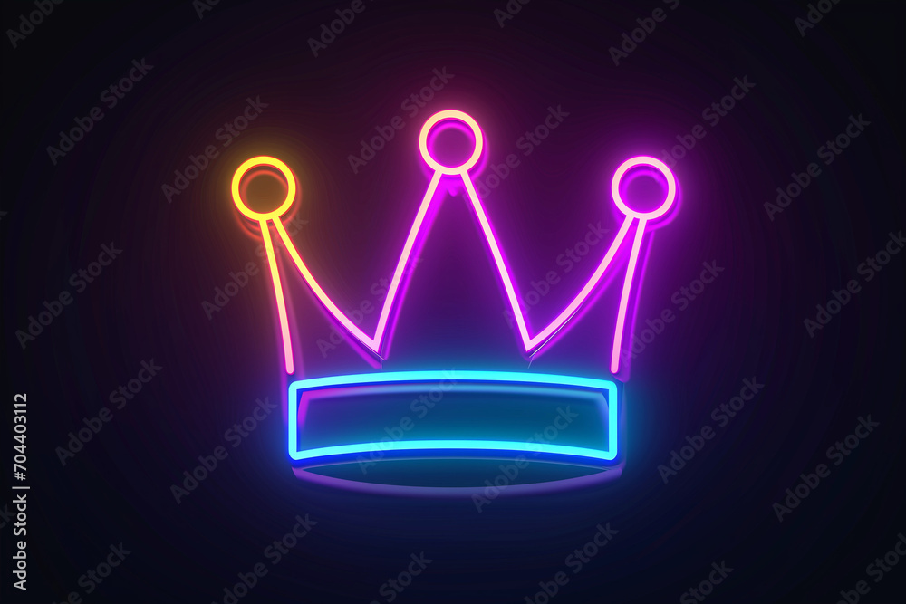 Neon crown, stage light, glowing led crown. Background for awards ...