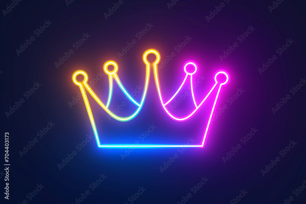 Neon crown, stage light, glowing led crown. Background for awards ...
