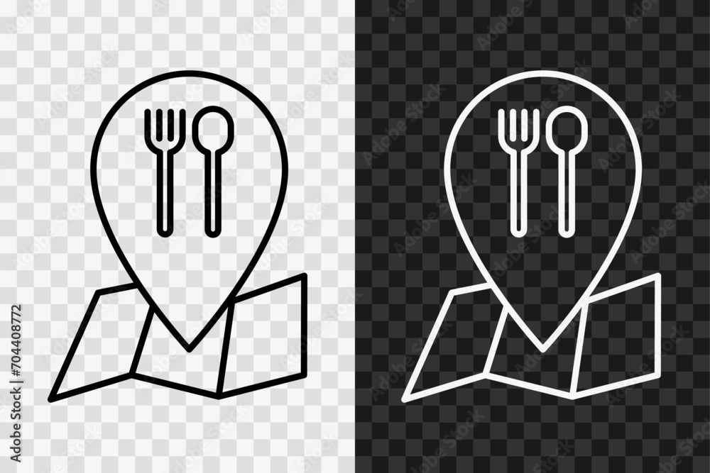 Vecteur Stock Lunch on the map, line icon, high quality vector editable ...
