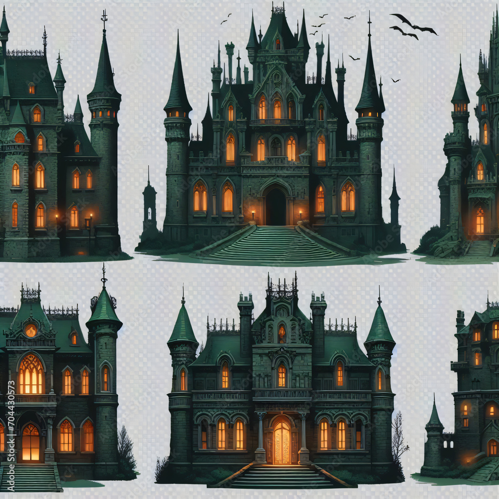 castle in the night,a castle under the moonlight. The castle has many ...
