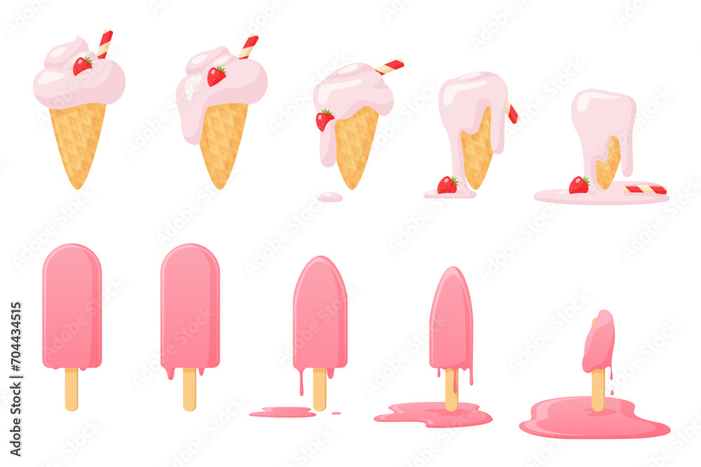 Vecteur Stock Melting ice cream set of animation sequence. Melting ... Vecteur Stock Melting ice cream set of animation sequence. Melting ...