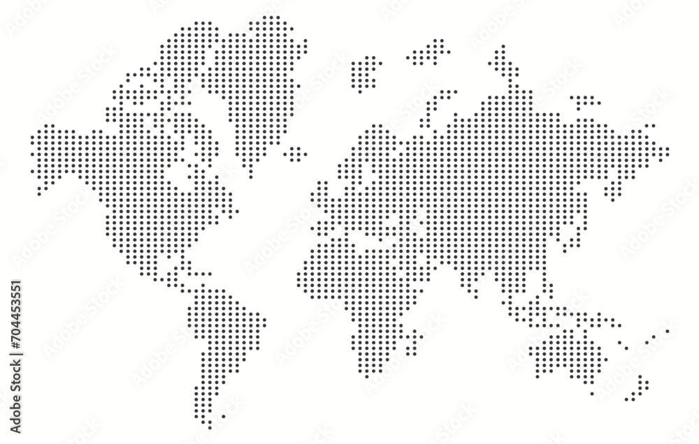 Simple dotted world map in modern style. World map made of dots. Stock ...