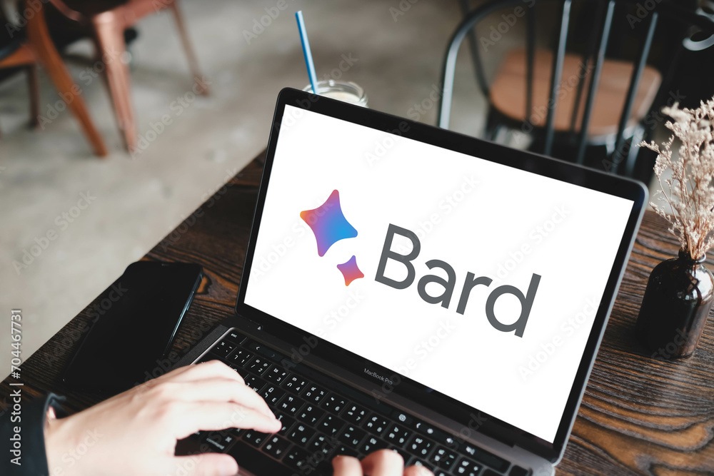 Bangkok. Thailand. JAN,08, 2024 : Google Bard illustration displayed a ...