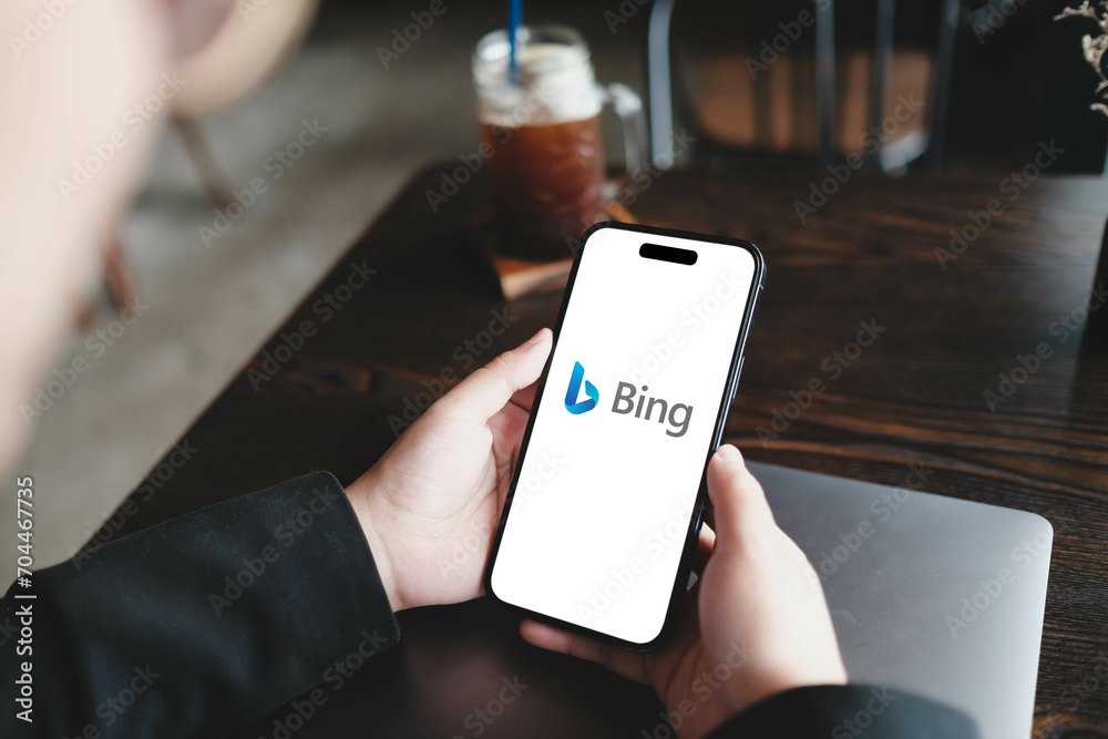 Bangkok. Thailand. JAN,08, 2024 : Microsoft Bing logo on screen ...
