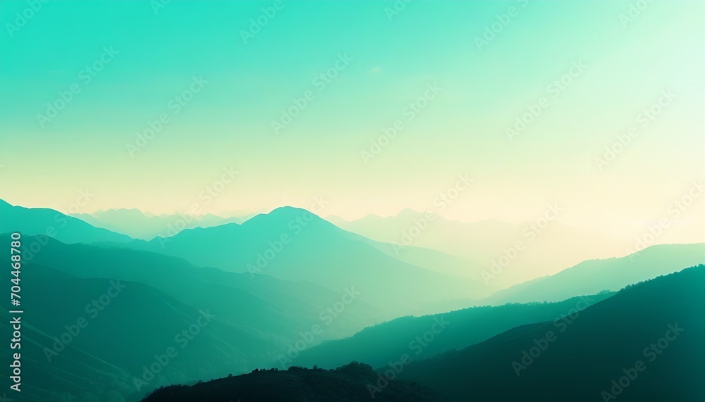 cyan and light green gradient sunset mystical minimal valley mountain ...