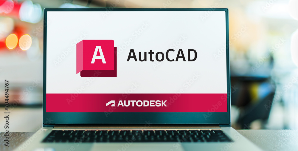 Laptop computer displaying logo of AutoCAD Stock Photo | Adobe Stock