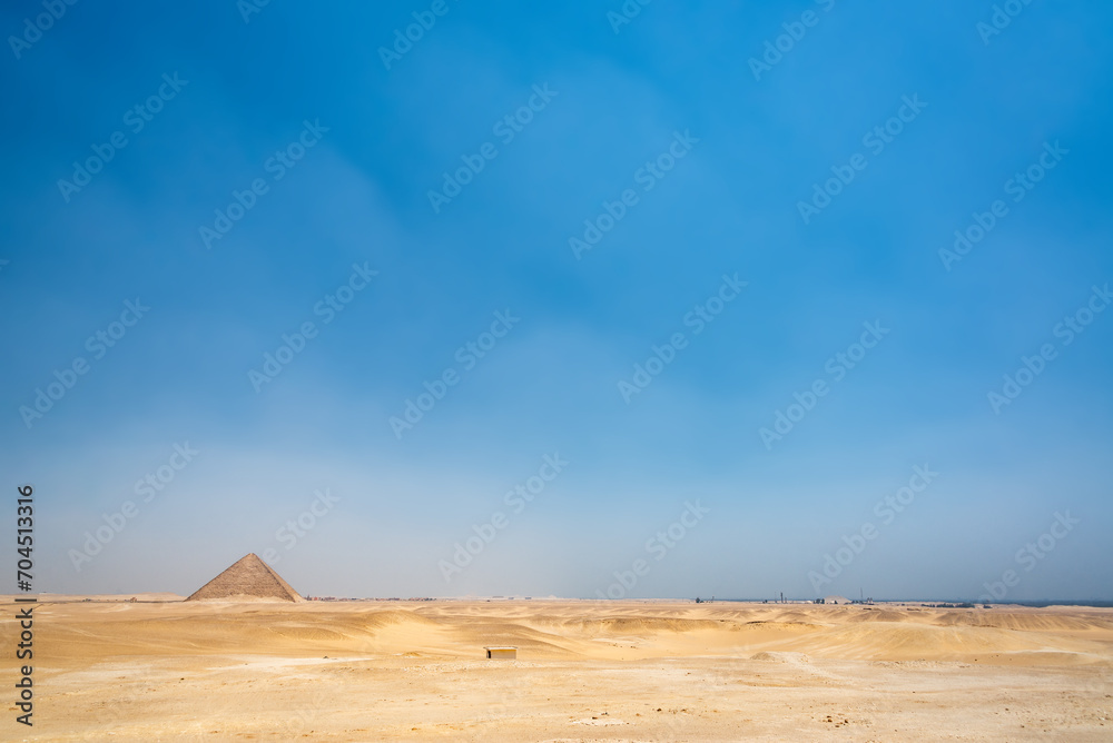 Wide angle view of the Red Pyramid and the Bent Pyramid at Dahshur ...