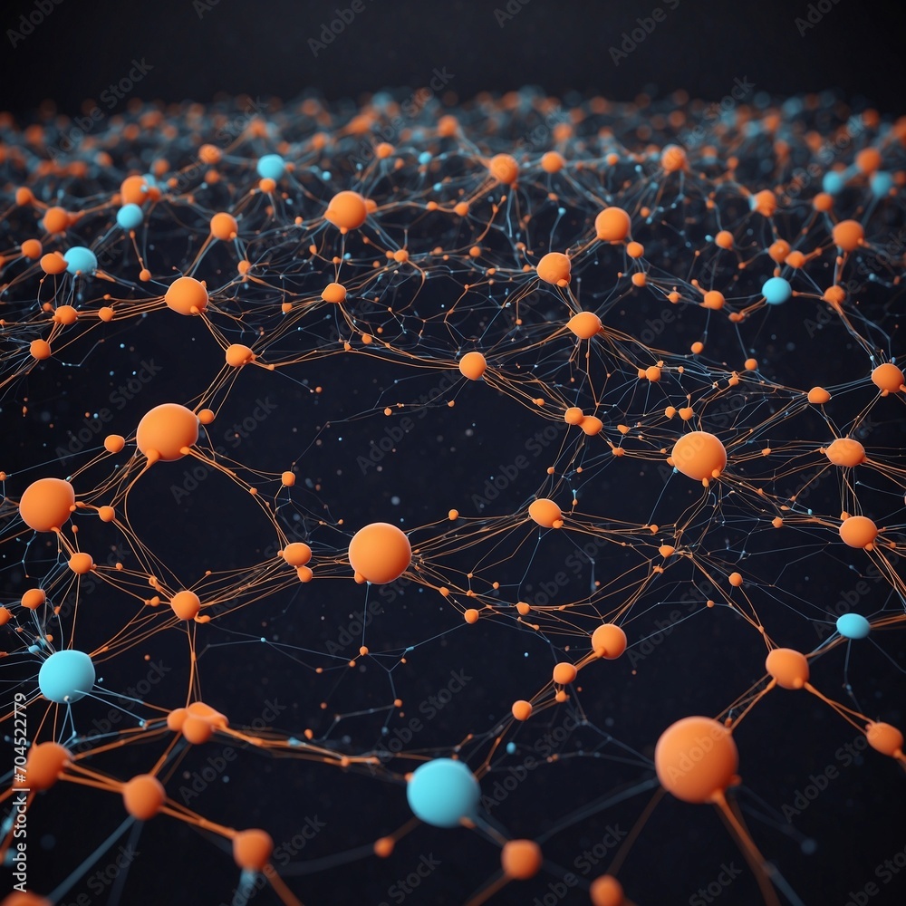 Cyber big data flow. Blockchain data fields. Network line connect ...
