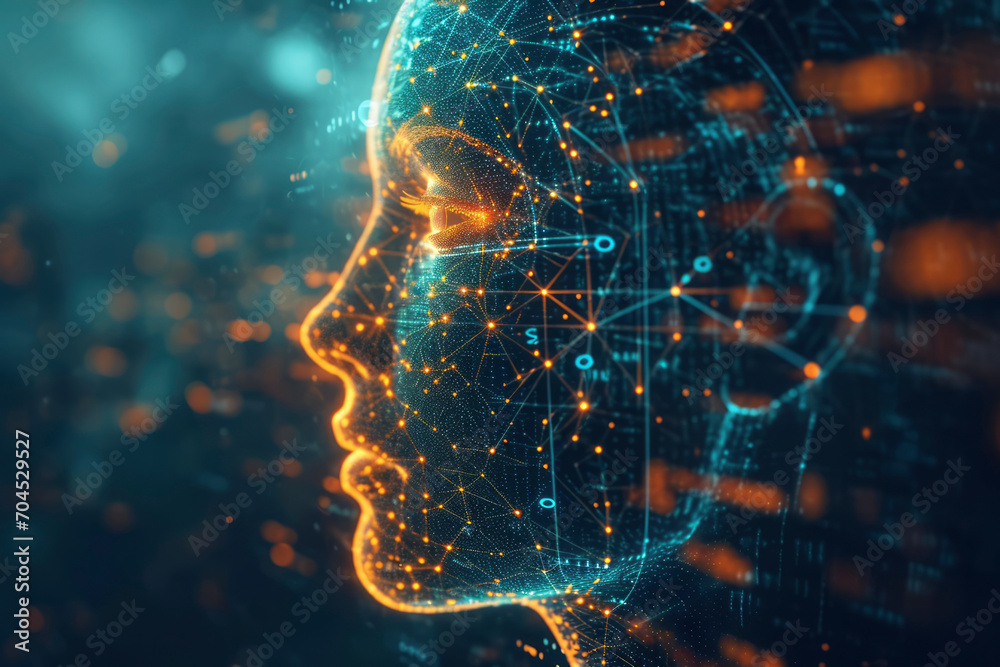 Abstract illustration machine learning reaction and artificial ...