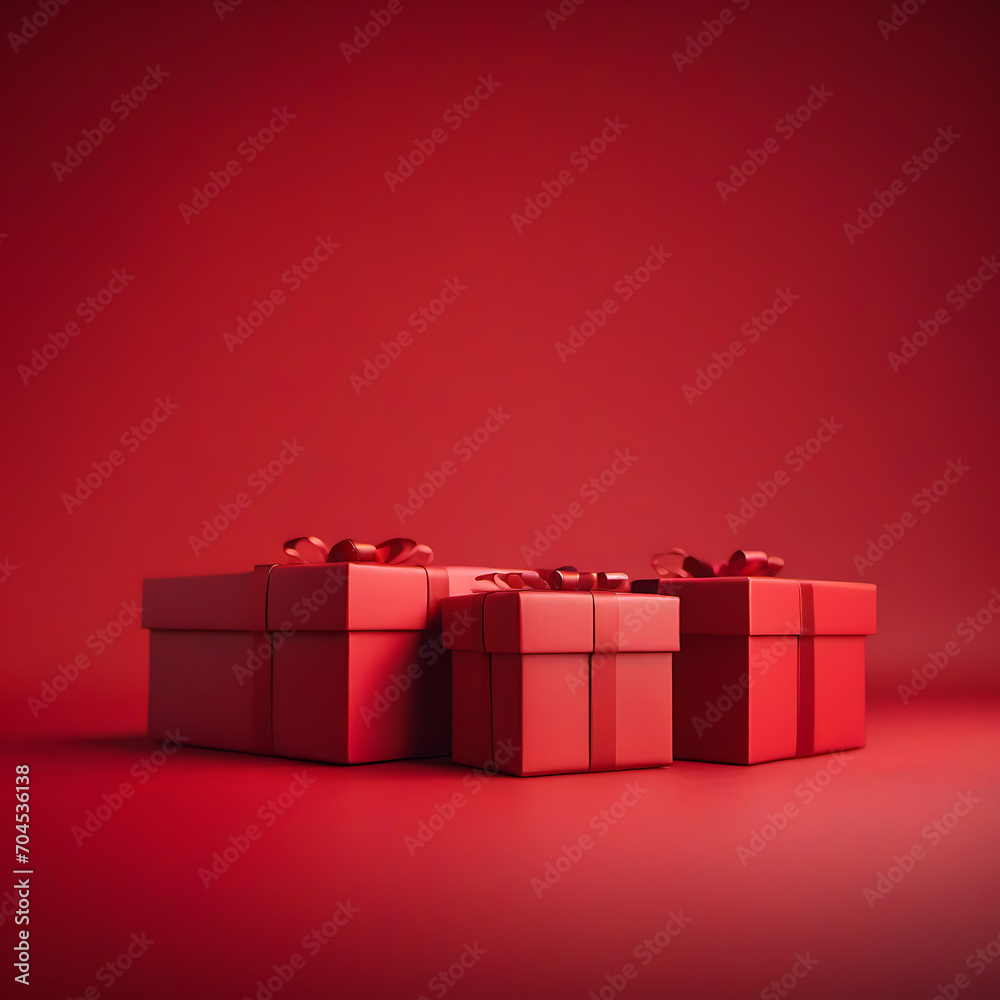 Crimson Elegance Unveiled: Array of Red Gift Boxes with Intricate Bows ...