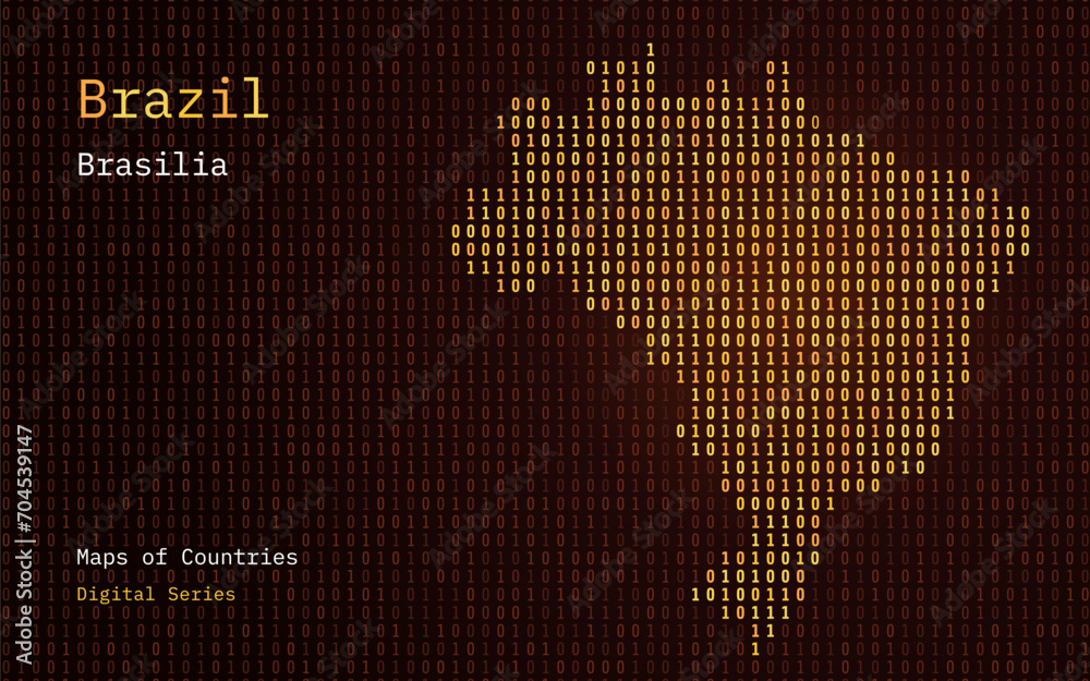 Brazil Gold Map Shown in Binary Code Pattern. TSMC. Matrix numbers ...