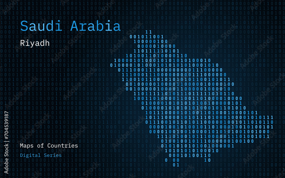 Saudi Arabia Blue Map Shown in Binary Code Pattern. Matrix numbers ... Saudi Arabia Blue Map Shown in Binary Code Pattern. Matrix numbers ...