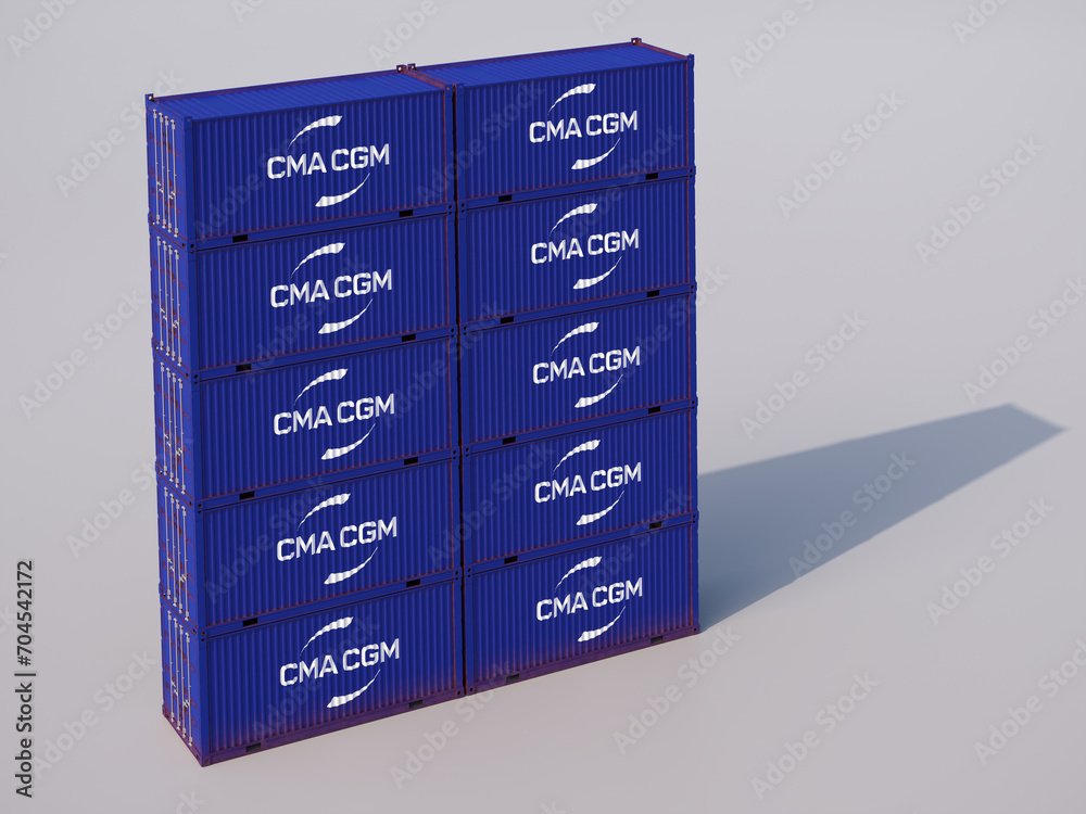 Stacked Containers of one of the five largest container shipping companies: CMA CGM Group Stock ...