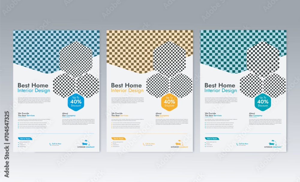 Vetor de Flyer Design Set. Modern Flyer Background with Orange and Grey ...
