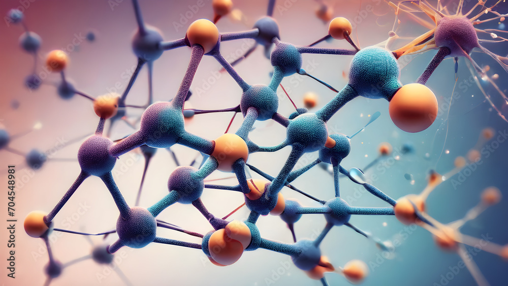 Network structure chemical bonds in molecular level of lines and points ...