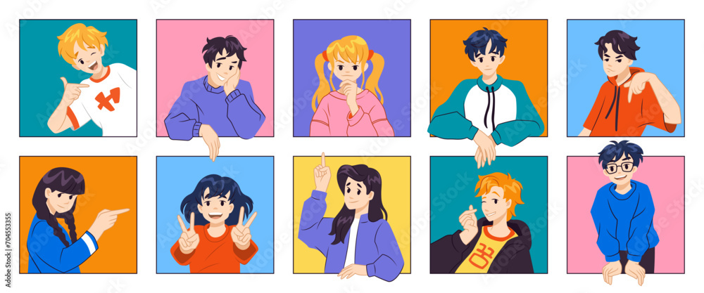 People icons. Men and women portraits. Persons introduce characters ...