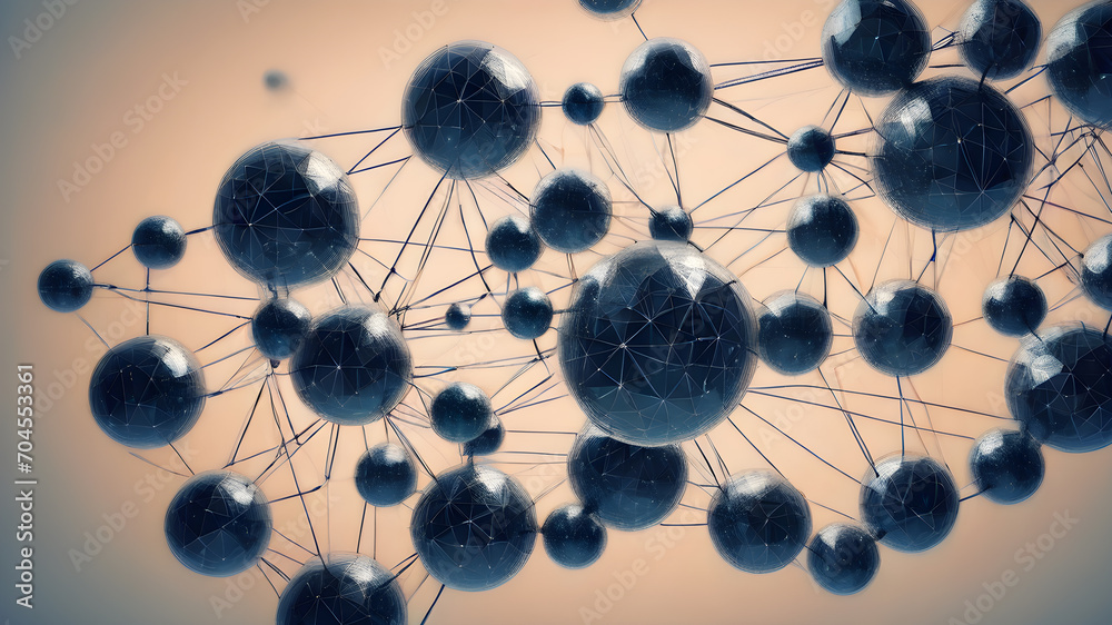 Network structure chemical bonds in molecular level of lines and points ...