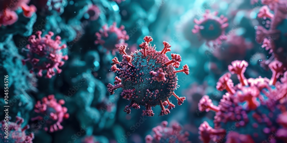 Macro virus background depicted through a detailed 3D rendering ...