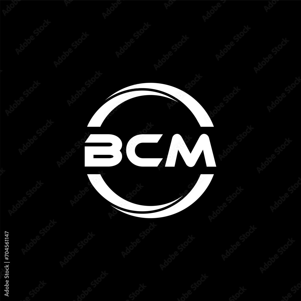 BCM letter logo design with black background in illustrator, cube logo ...