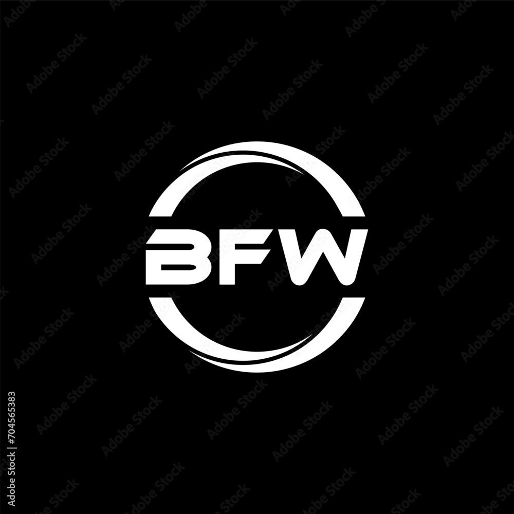 BFW letter logo design with black background in illustrator, cube logo ...