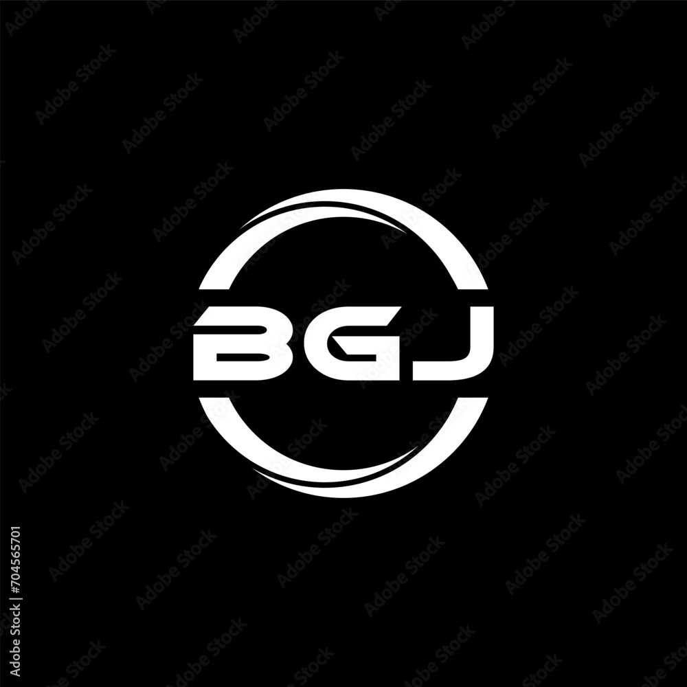 BGJ letter logo design with black background in illustrator, cube logo ...