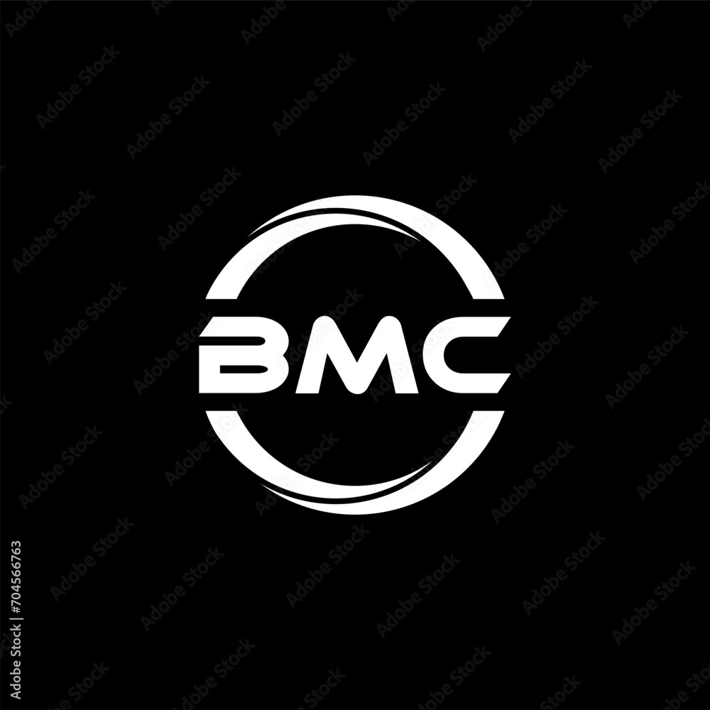 BMC letter logo design with black background in illustrator, cube logo ...