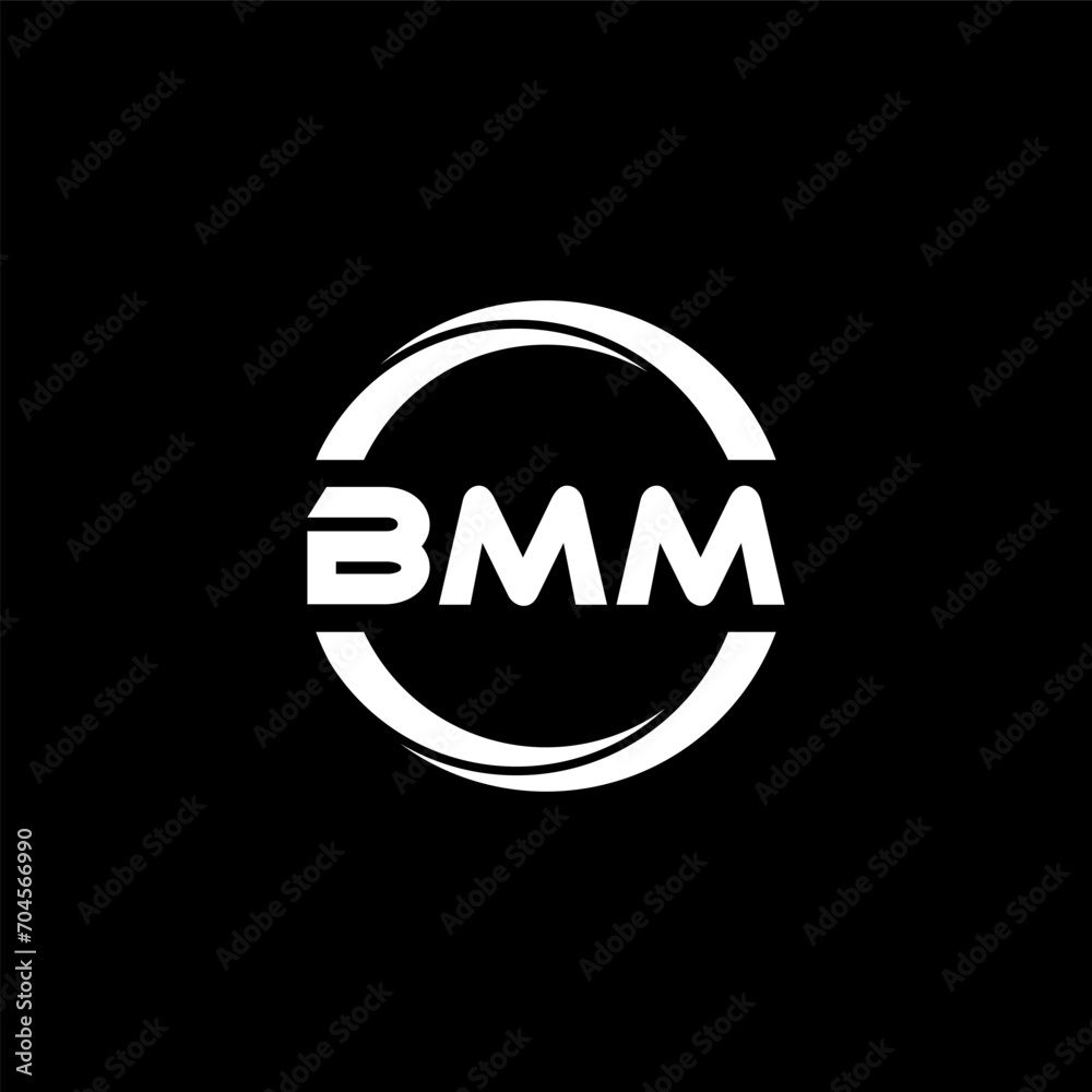 BMM letter logo design with black background in illustrator, cube logo ...