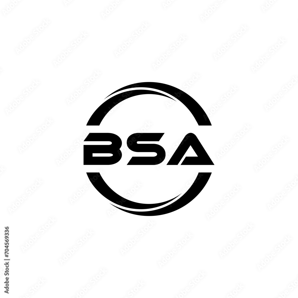 BSA letter logo design with white background in illustrator, cube logo ...