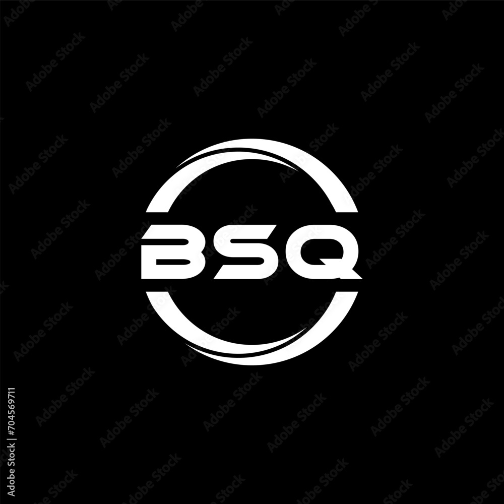 BSQ letter logo design with black background in illustrator, cube logo ...