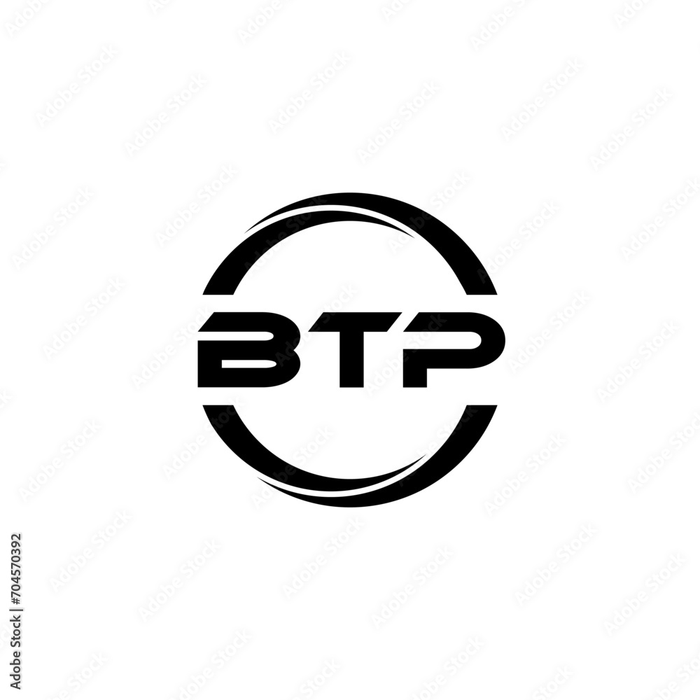 BTP letter logo design with white background in illustrator, cube logo ...