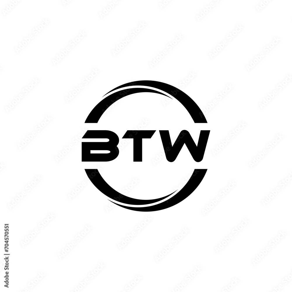 BTW letter logo design with white background in illustrator, cube logo ...