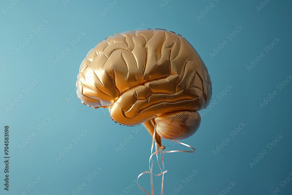 Brain shaped inflated helium balloon. Inspiration and new ideas concept ...