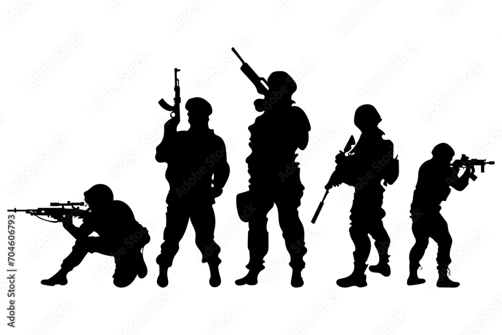 Soldier silhouette vector, Army soldier T-shirt, Army man, Military ...