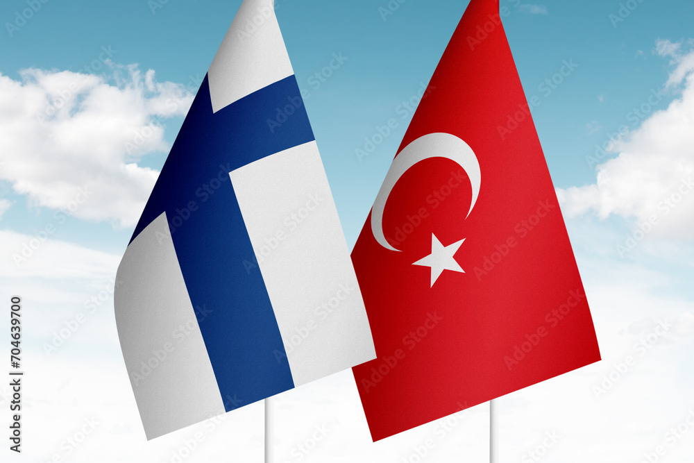 Finland and Turkey Flags. Allies and friendly countries, unity ...