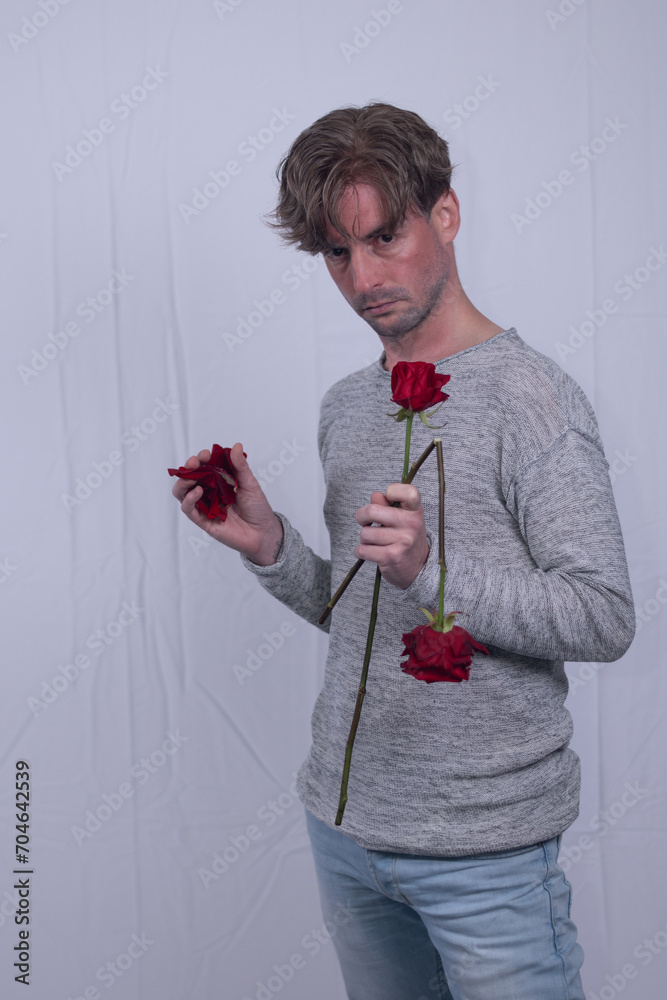 handsome but disappointed angry male boyfriend with violently snapped ...