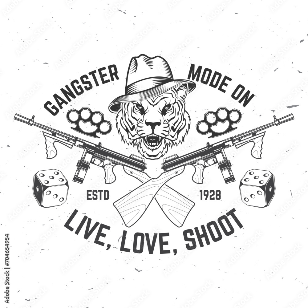 Gangster club badge design. Vector illustration. Vintage monochrome ...