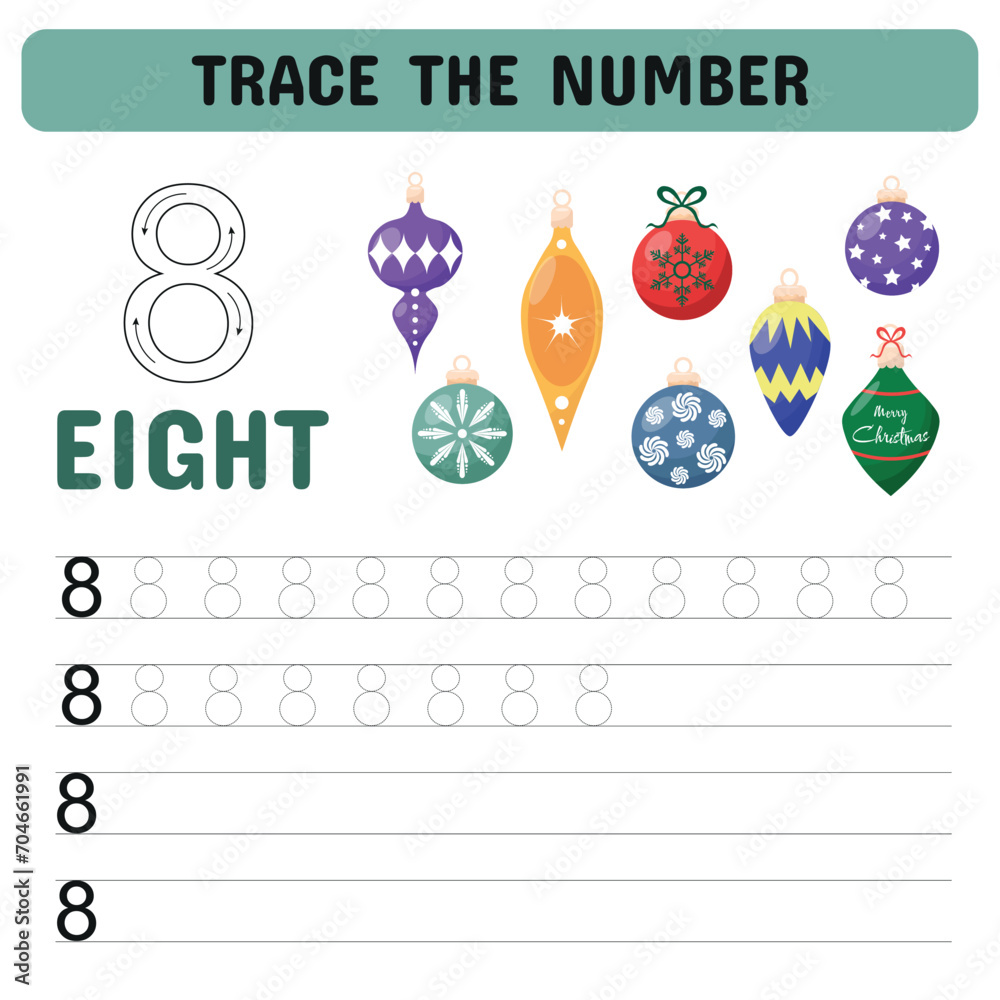 Trace the number . Tracing number worksheet for kindergarten, preschool ...