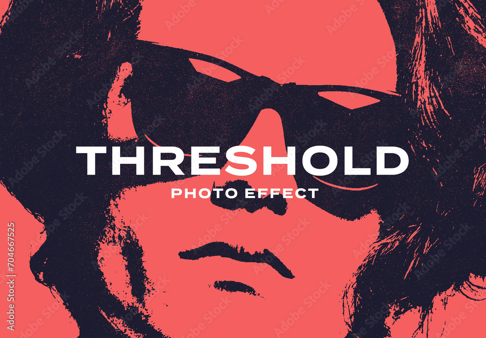 Threshold Halftone Screen Photo Effect Paper Texture Template Mockup ...