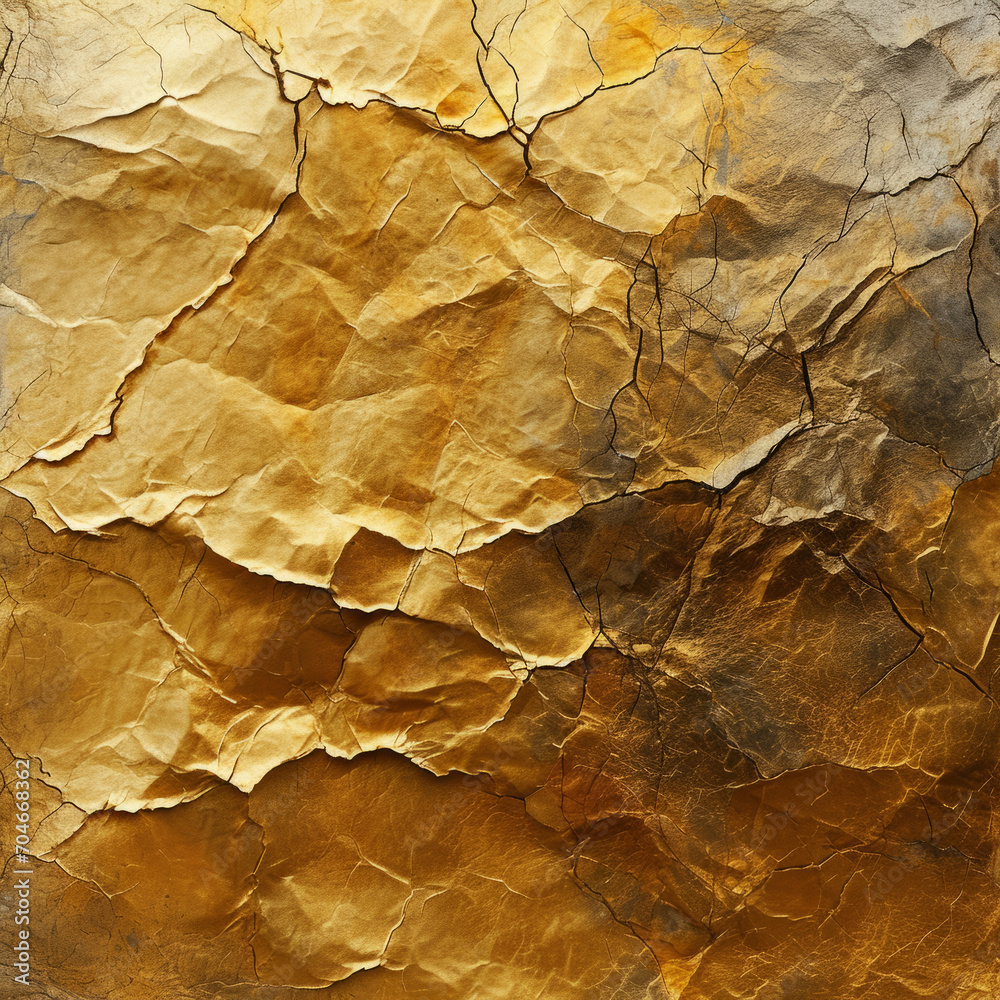 Textured golden paper, crinkled foil background, metallic gold texture ...