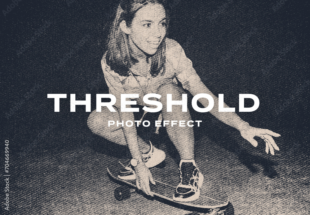 Threshold Halftone Screen Photo Effect Paper Texture Template Mockup ...