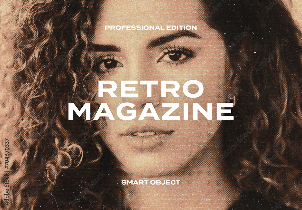 Retro Magazine Risograph Halftone Photo Effect Paper Texture Template ...