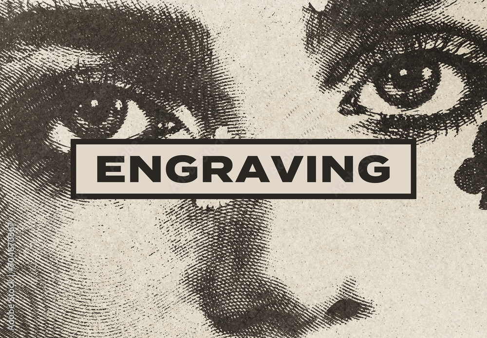 Engraving Halftone Risograph Photo Effect Paper Texture Template Mockup ...