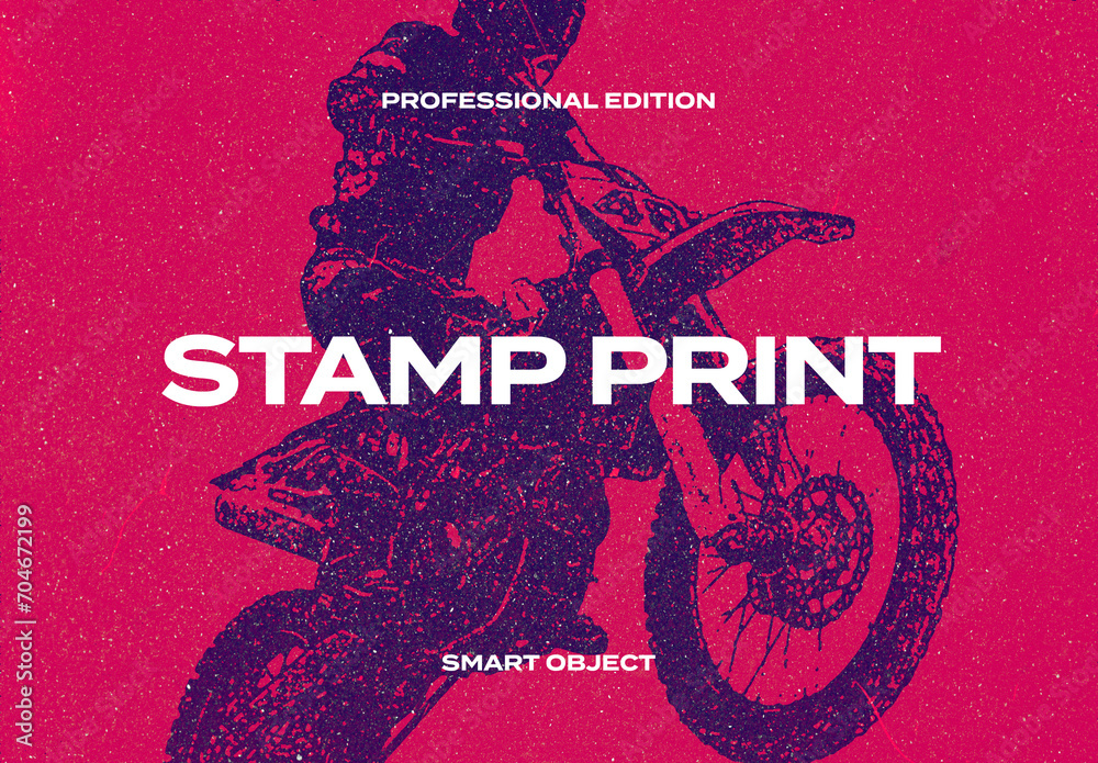 Stamp Risograph Halftone Photo Effect Paper Texture Template Mockup ...
