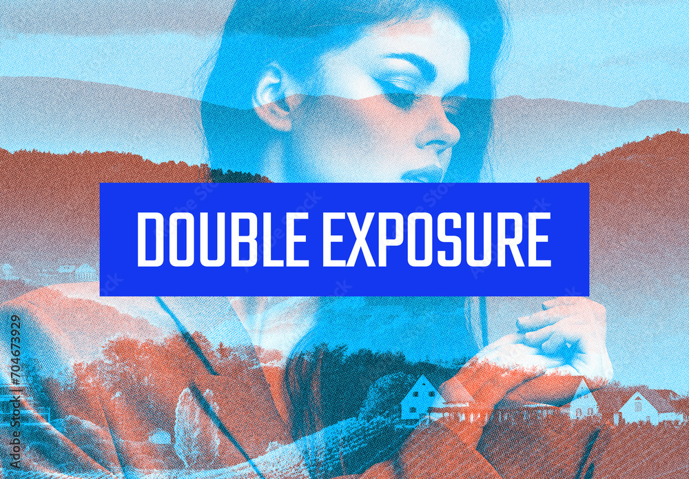 Double Exposure Photo Effect Paper Texture Template Mockup Overlay ...