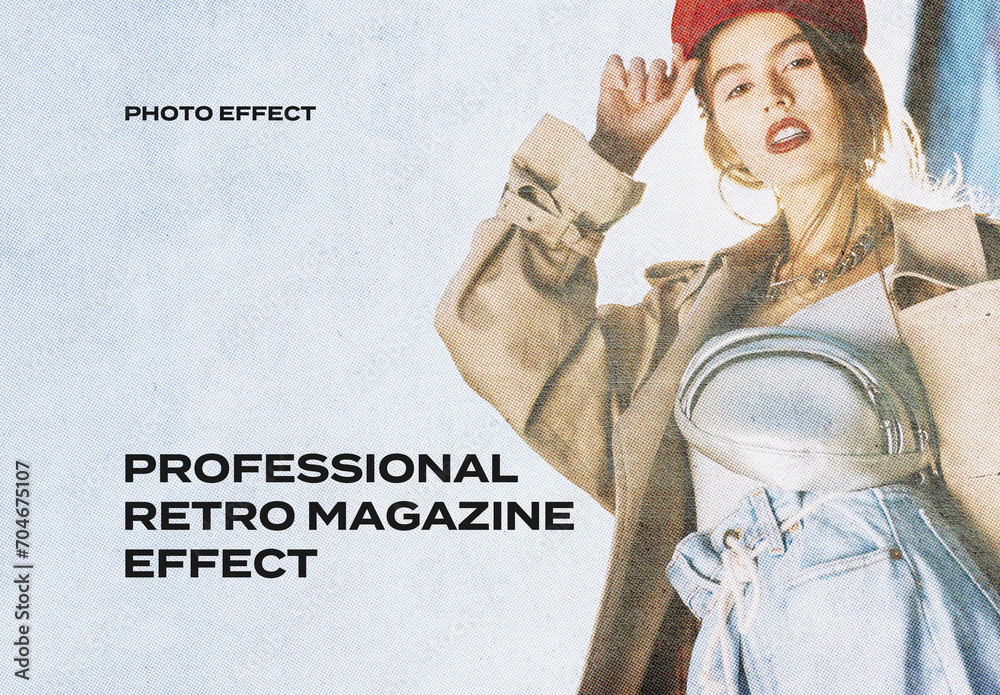 Retro Magazine Risograph Halftone Photo Effect Paper Texture Template ...