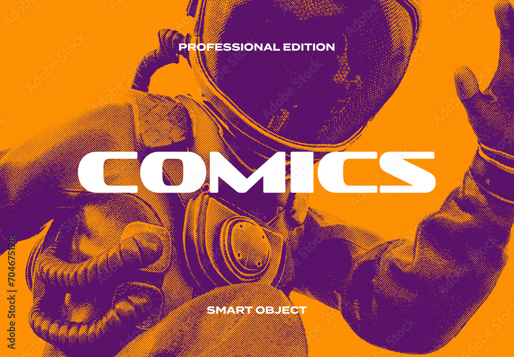 Comics Haltone Cartoon Illustration Photo Effect Paper Texture Template ...