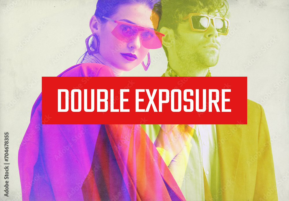 Double Exposure Grain Photo Effect Paper Texture Template Mockup ...
